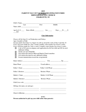 Fillable Online PMO Registration form FOR SUMMER 2019 Fax Email Print ...