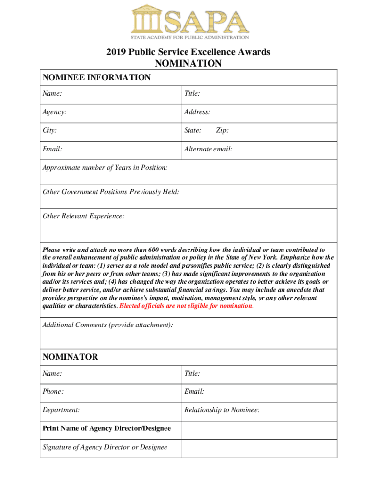 Fillable Online Sample citation for award nomination Fax Email Print ...