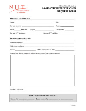 Fillable Online Office ofGlobal Initiatives 24-MONTH STEM EXTENSION REQUEST FORM Fax Email Print ...