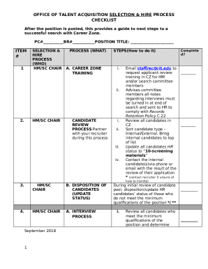 OFFICE OF TALENT ACQUISITION SELECTION & HIRE PROCESS CHECKLIST Doc ...