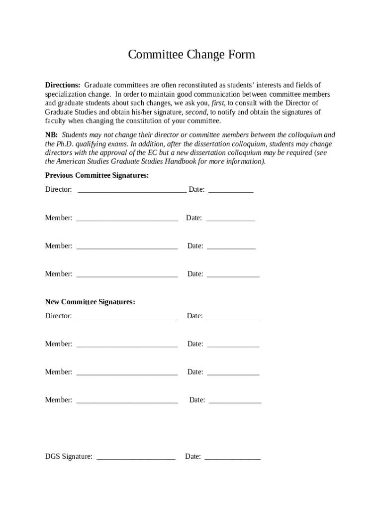 Directions:Graduate committees are often reconstituted as students ...