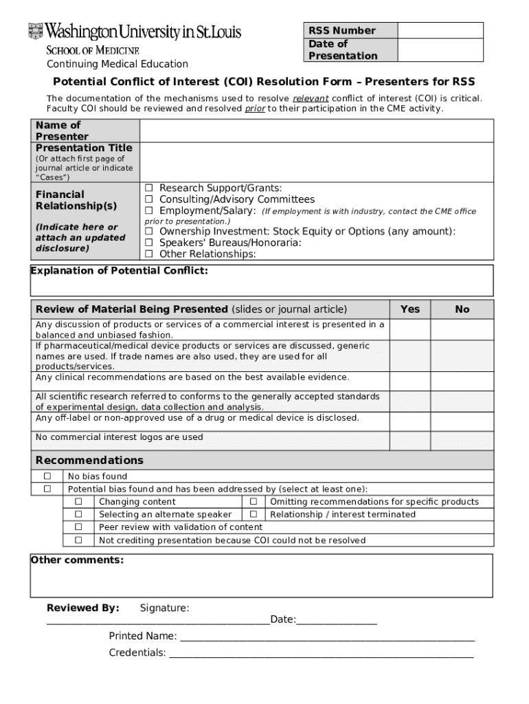 Conflict Of Interest Reporting For Instructors, Planners ...