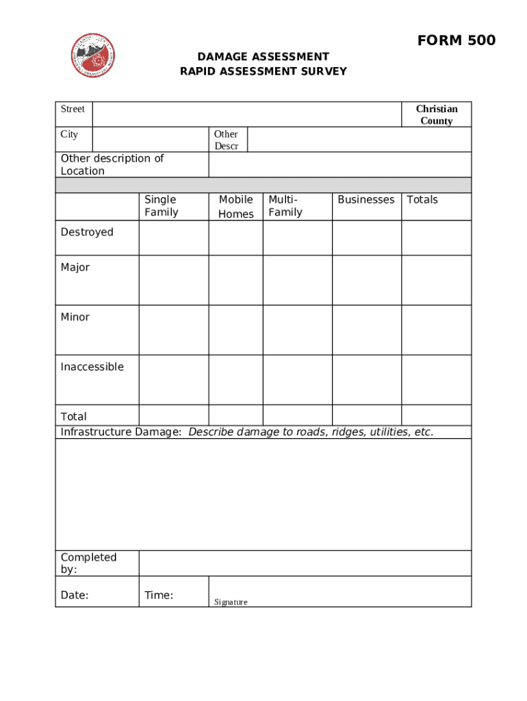 LOCAL DAMAGE ASSESSMENT S - ema christiancountymo Doc Template | pdfFiller