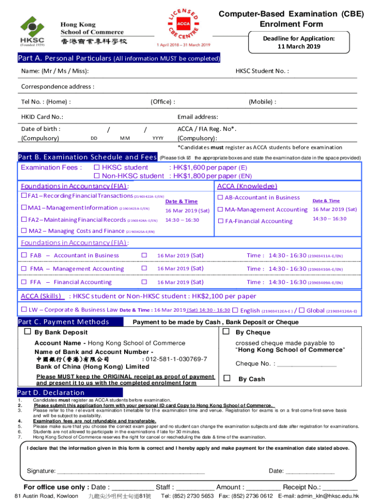 Fillable Online hksc edu Get the Computer-Based Examination (CBE ...