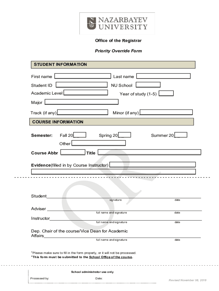 Fillable Online Priority Override Form Fax Email Print - pdfFiller
