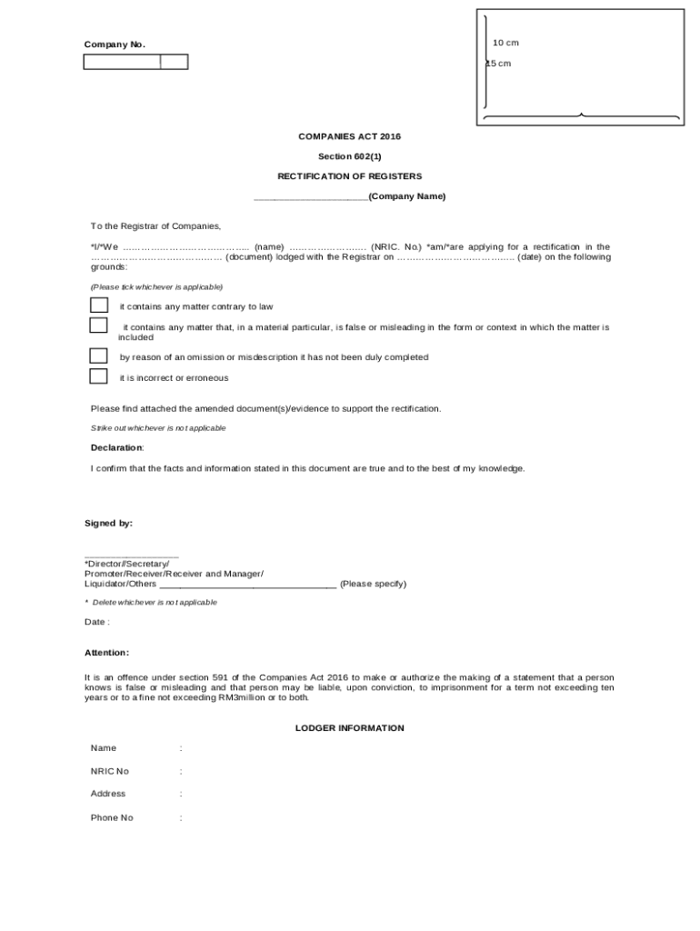 Section 16.Rectification of name of company.Companies ... Doc Template | pdfFiller