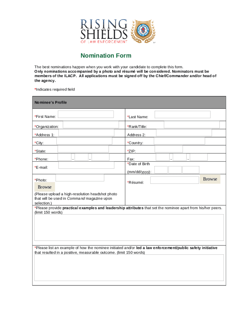 44+ SAMPLE Nomination Templates in PDFMS Word Doc Template | pdfFiller