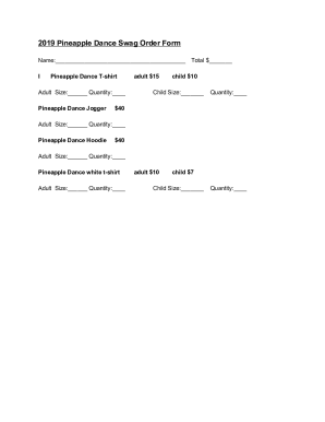 Fillable Online 2019 Pineapple Dance Swag Order Form Fax Email Print ...