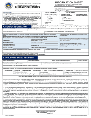 Fillable Online THE REPUBLIC OF THE PHILIPPINES INFORMATION SHEET ...