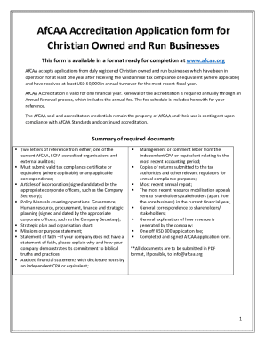 Fillable Online AfCAA Accreditation Application Form for Christian Non ...
