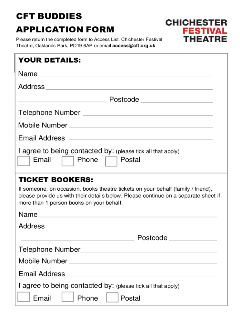 Fillable Online CFT BUDDIES APPLICATION FORM Fax Email Print - pdfFiller