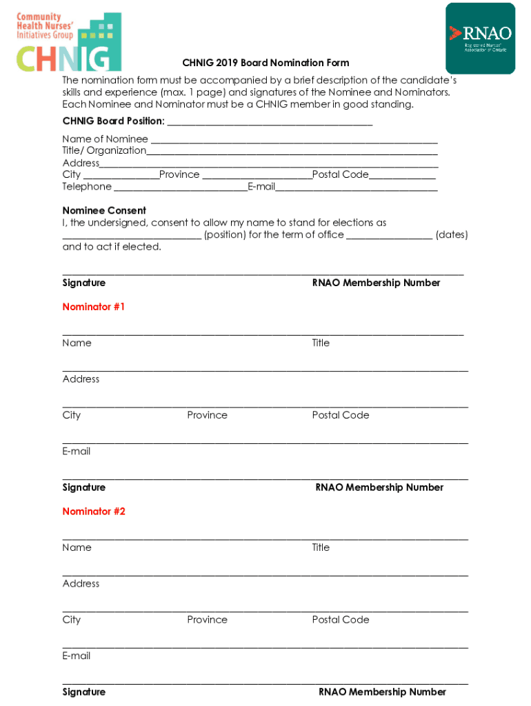 Fillable Online Board Nomination Process for Board ...