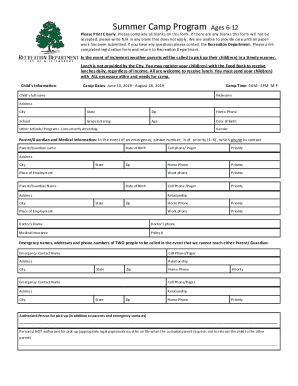 Fillable Online Summer Camp Lesson Plan TemplatesTeachers Pay Teachers ...