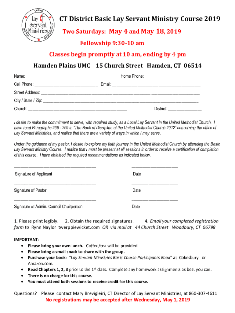 Fillable Online LS Basic Class May 2019 Registration Form.doc Fax Email ...