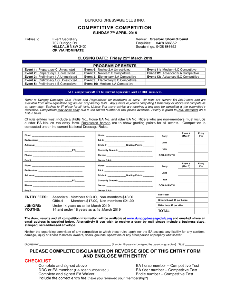 Fillable Online COMPETITIVE COMPETITION Fax Email Print - pdfFiller