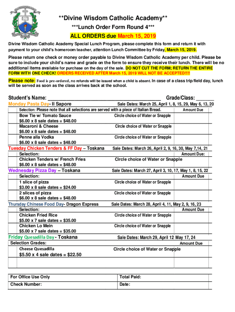 Fillable Online Divine Wisdom Catholic Academy - Douglaston, Queens Fax ...