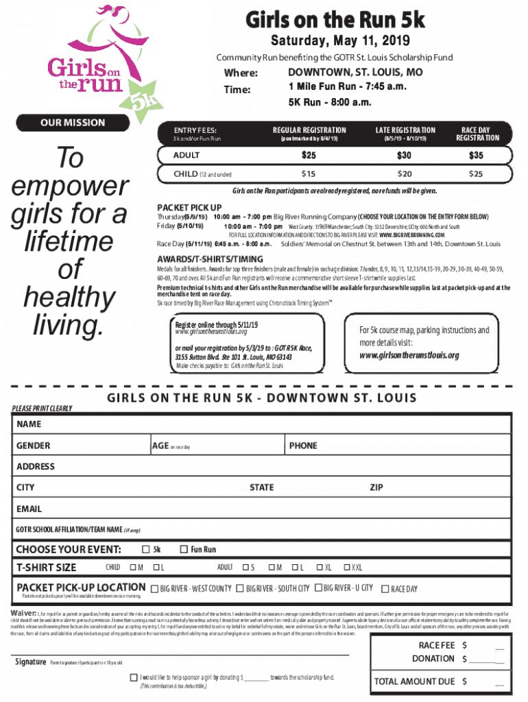Fillable Online 5k Registration Form - Fall 2013 Fax Email Print - pdfFiller