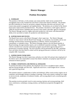Professional District Manager Job Description Template ... Doc Template ...