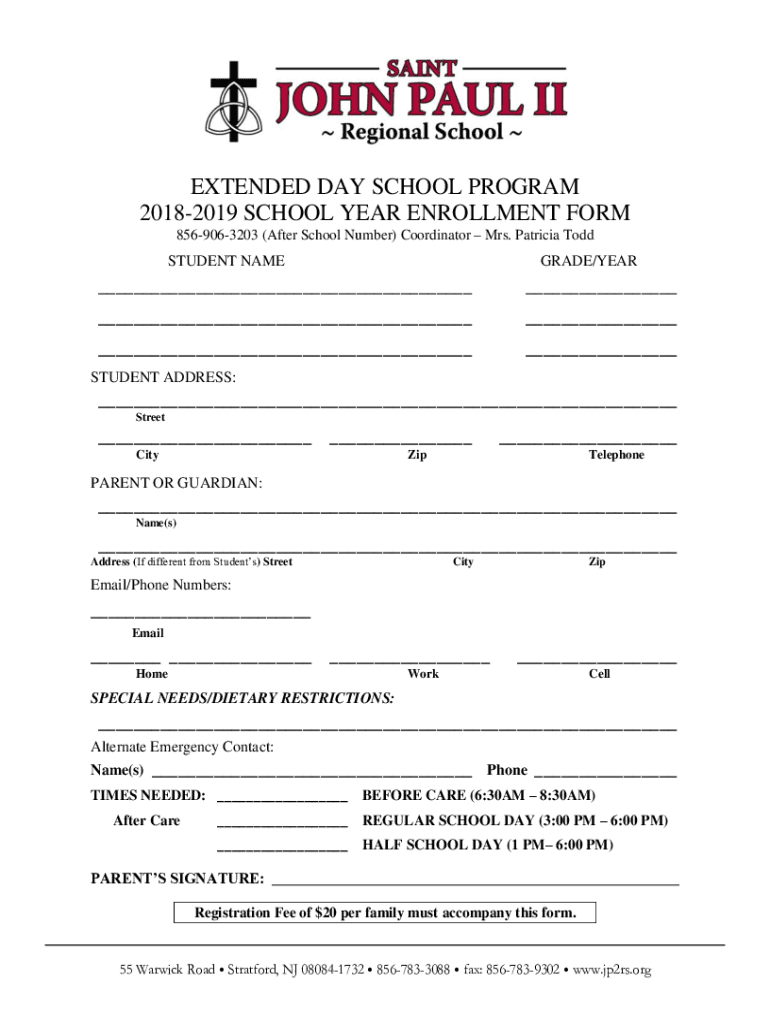Fillable Online Extended Day Program / Extended Day Program Overview ...