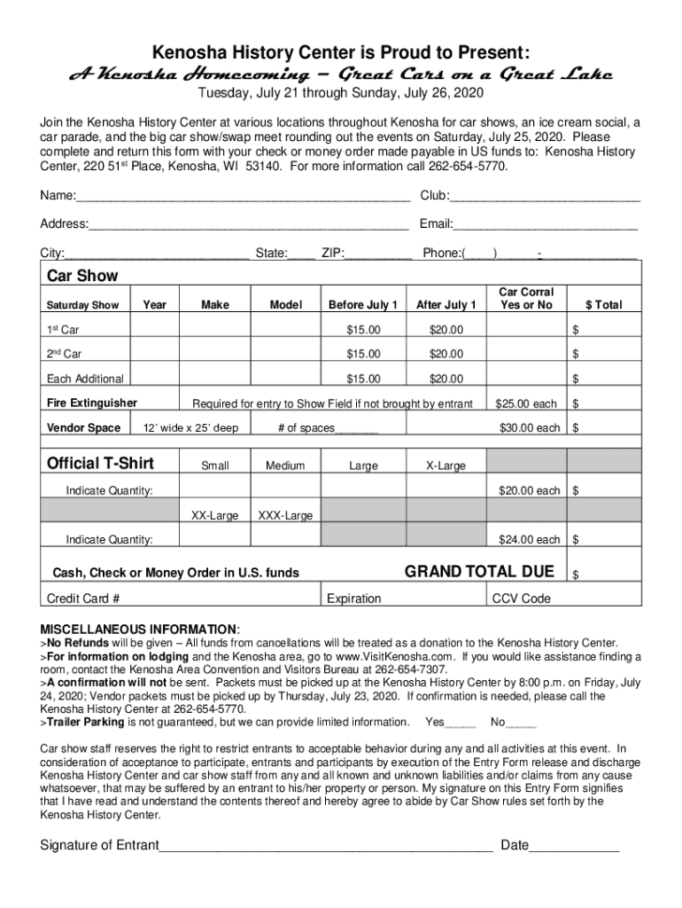 Fillable Online Kenosha History Center is Proud to Present: A Kenosha ...