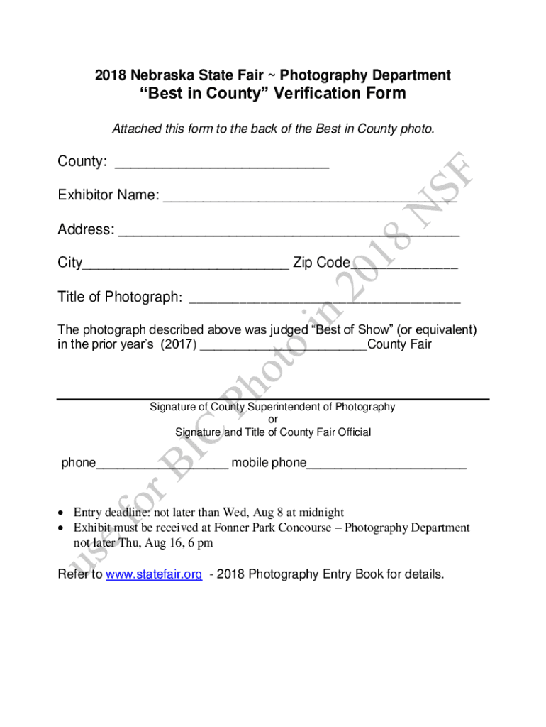Fillable Online 2018 Nebraska State Fair Photography Department Fax Email Print - pdfFiller