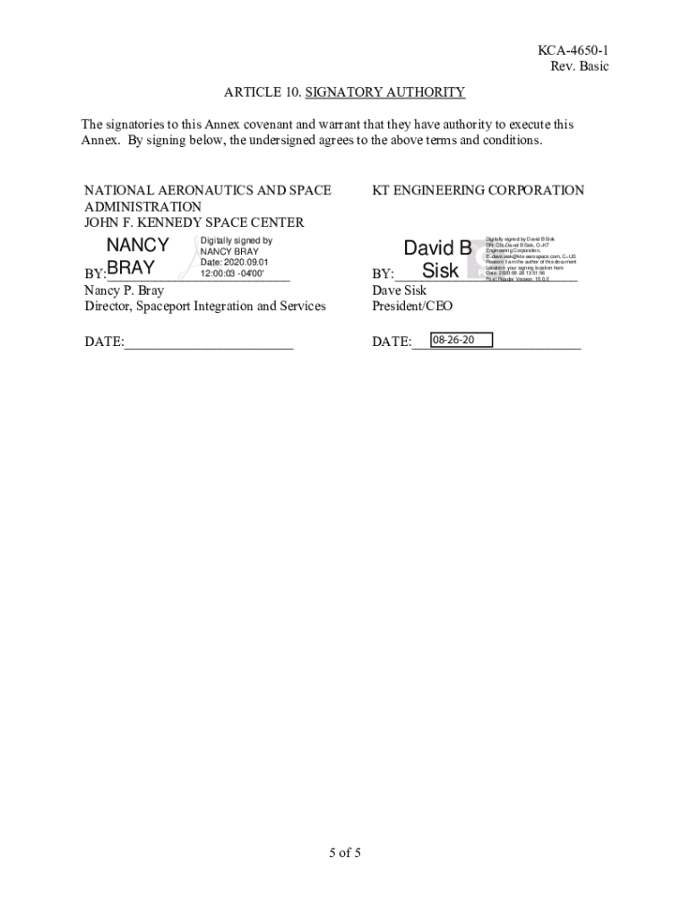 Fillable Online KCA-4650-1 Rev. Basic 1 of 5 ANNEX NO. 1 BETWEEN THE ... Fax Email Print - pdfFiller