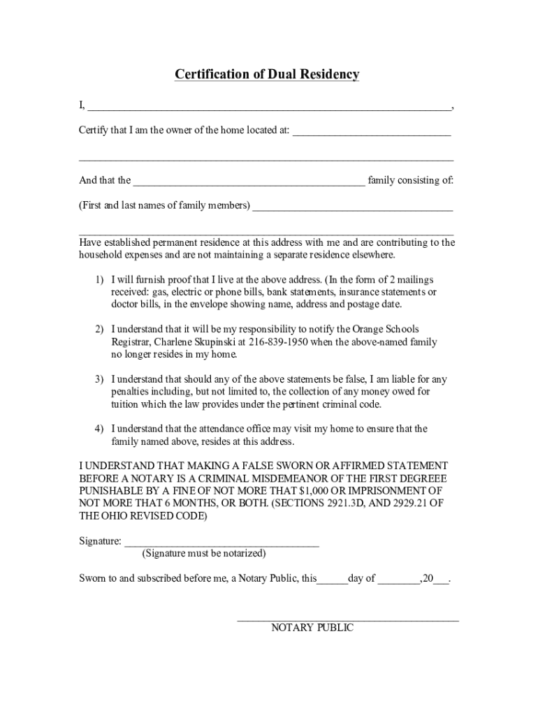 Fillable Online Dual Residency Form Fax Email Print - pdfFiller