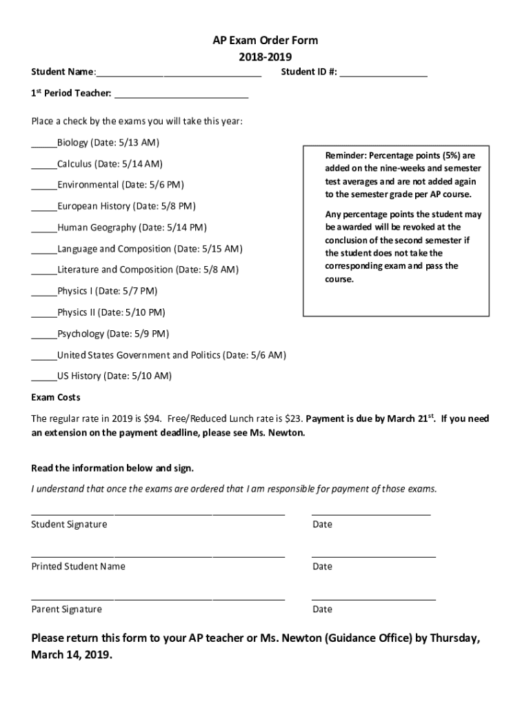 Fillable Online images pcmac AP Exam Student Order form19 Fax Email Print - pdfFiller