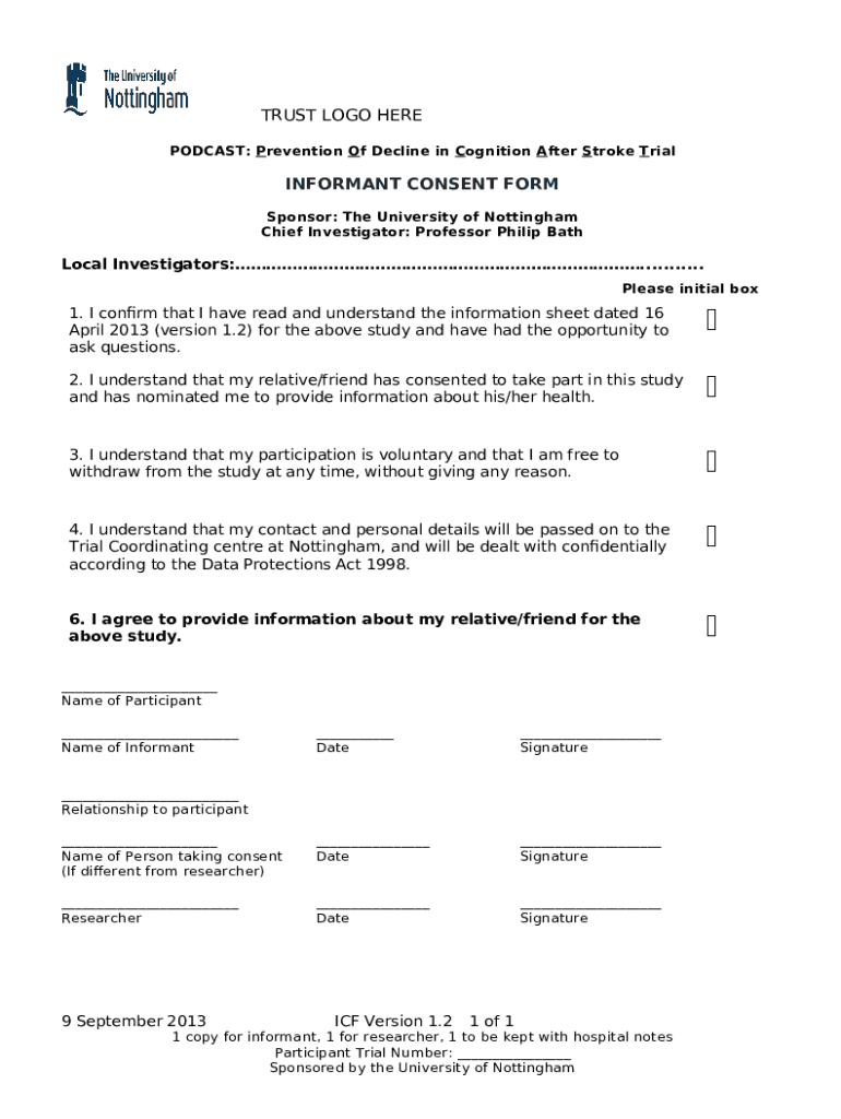 RELATIVE CONSENT IFPARTICIPANT LOSES CAPACITY Doc Template | pdfFiller