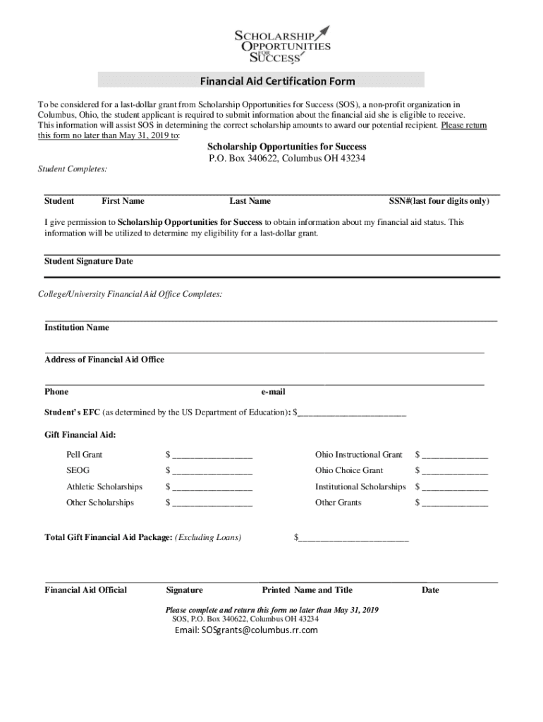 Fillable Online Financial Aid - Florida Department of EducationLast ...