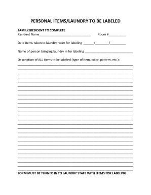 Fillable Online Personal Items Labeling Form Fax Email Print - pdfFiller