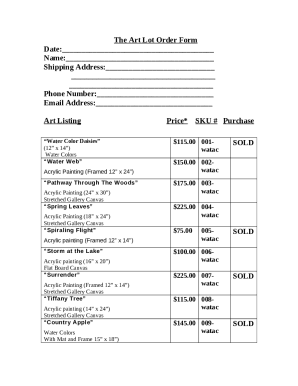 The Art Lot Order - watac tcnaa Doc Template | pdfFiller