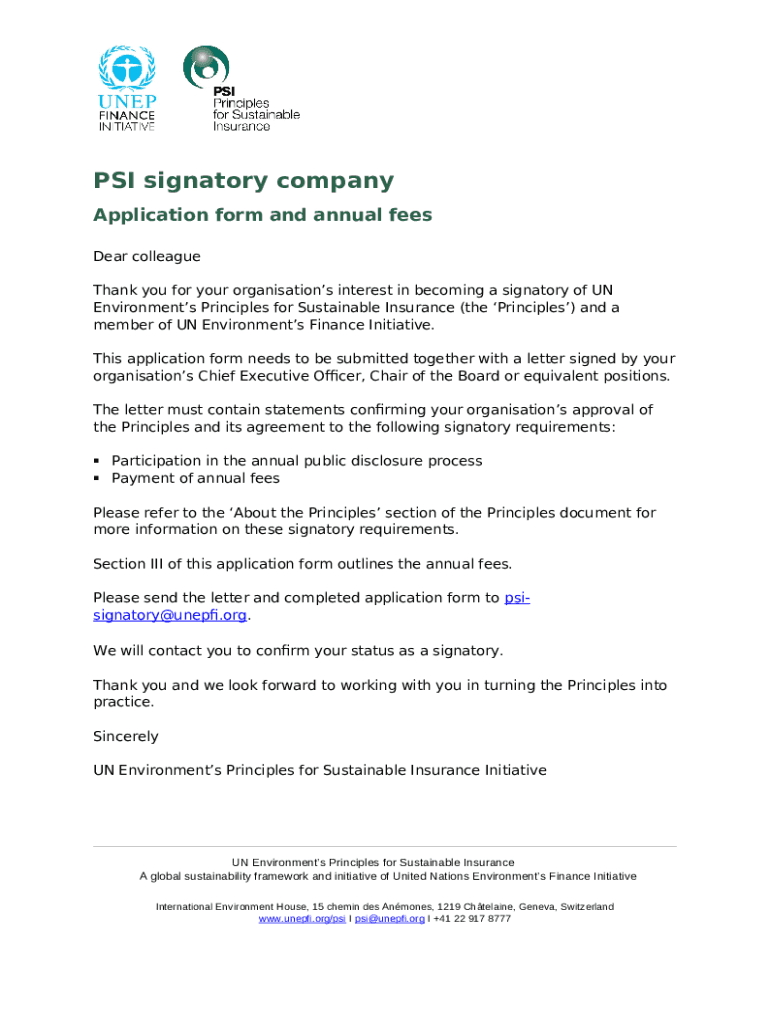 PSI Signatory Doc Template | pdfFiller