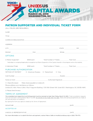 Fillable Online PATRON SUPPORTER AND INDIVIDUAL TICKET FORM - UnidosUS ...