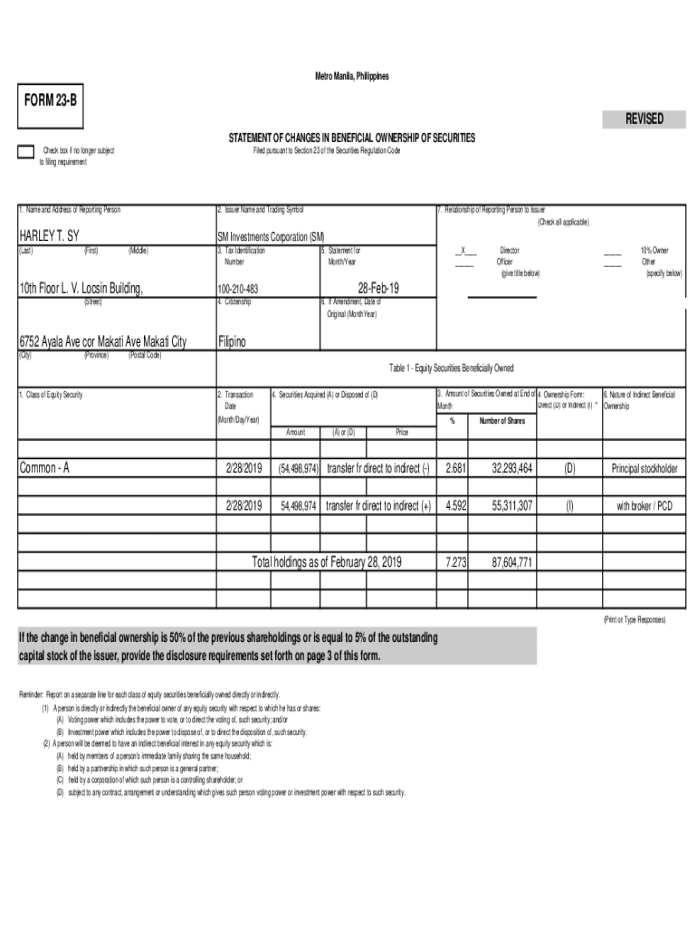 Fillable Online FORM 23-B - BDO Fax Email Print - pdfFiller