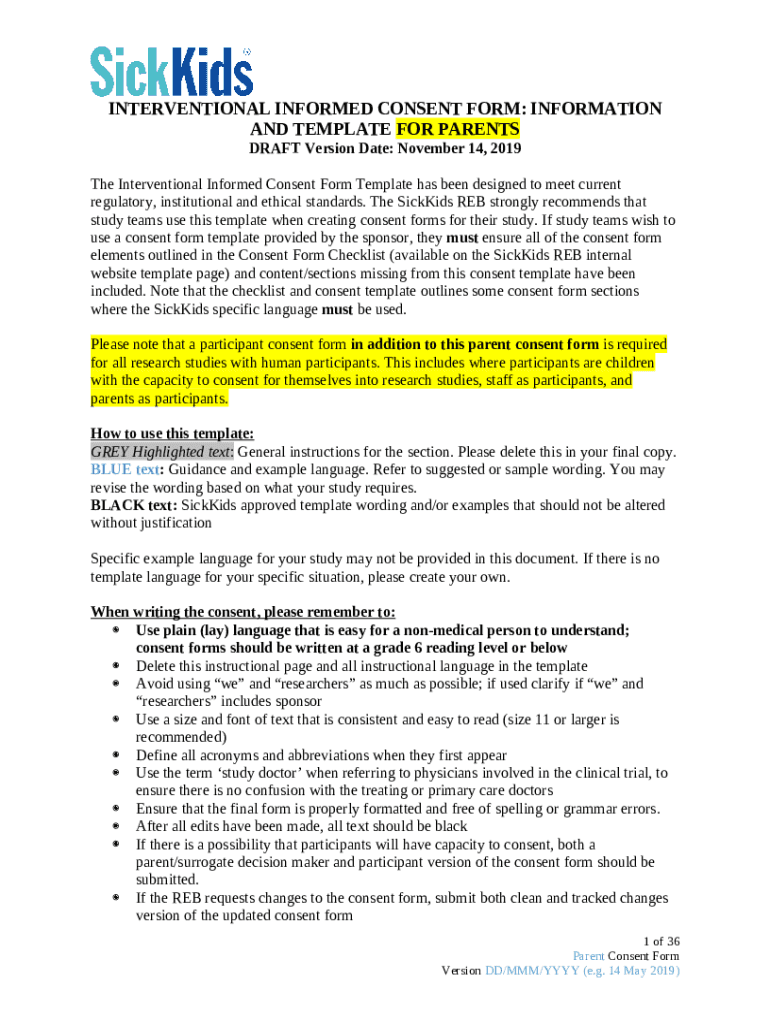 SickKids The Hospital for Sick Children Doc Template | pdfFiller