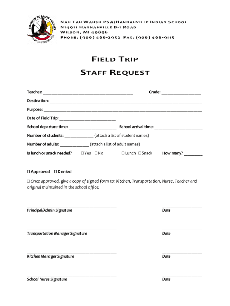 Fillable Online PDF Field Trip Request Form - Hannahville Indian School ...