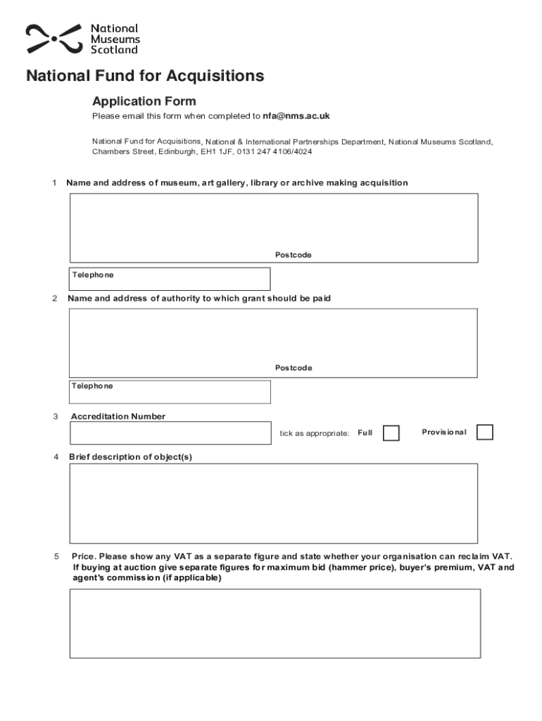 Fillable Online National Fund for Acquisitions - National Museums ...