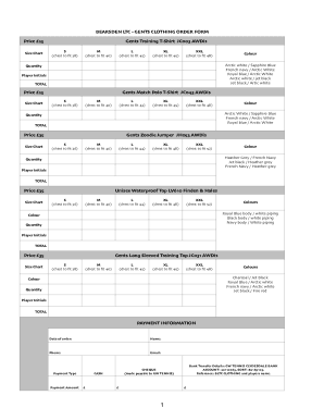 Fillable Online bearsdenltc co Bearsden LTC - Clothing Order Form Fax ...