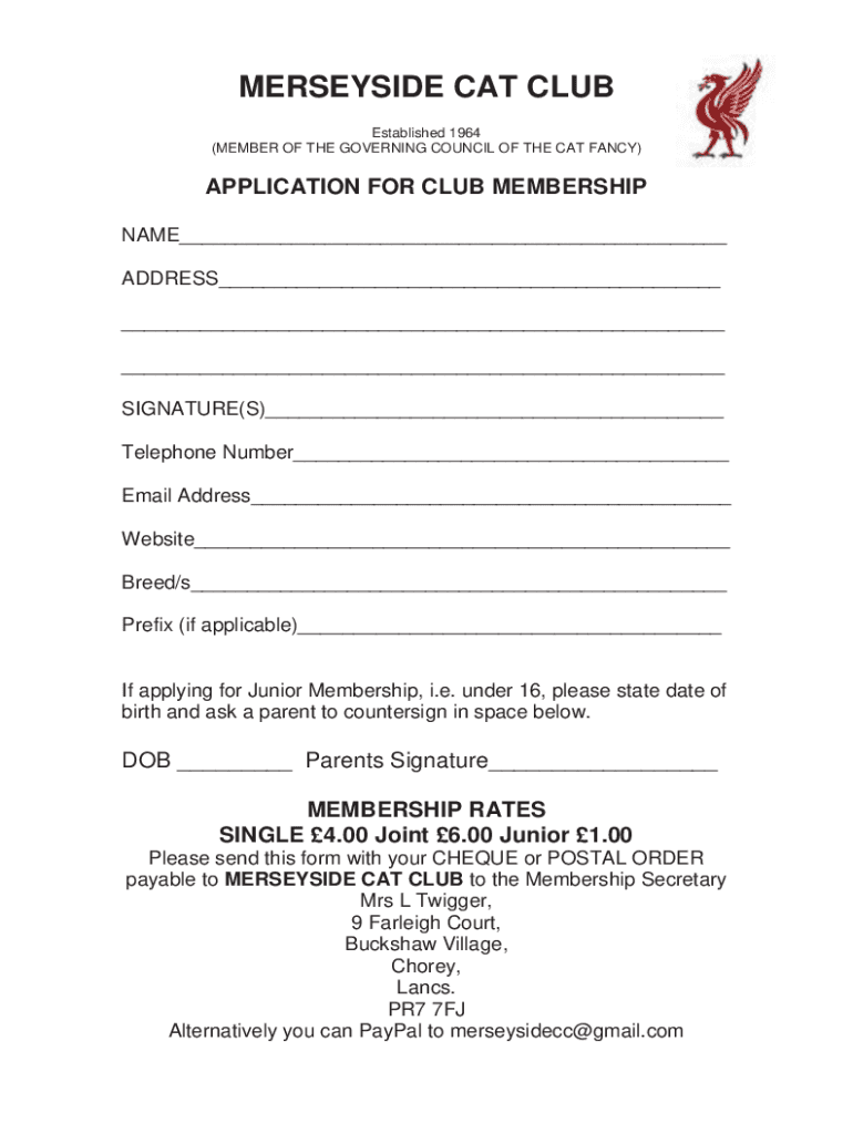 Fillable Online GCCF Member Cat Clubs - Governing Council of the Cat ...