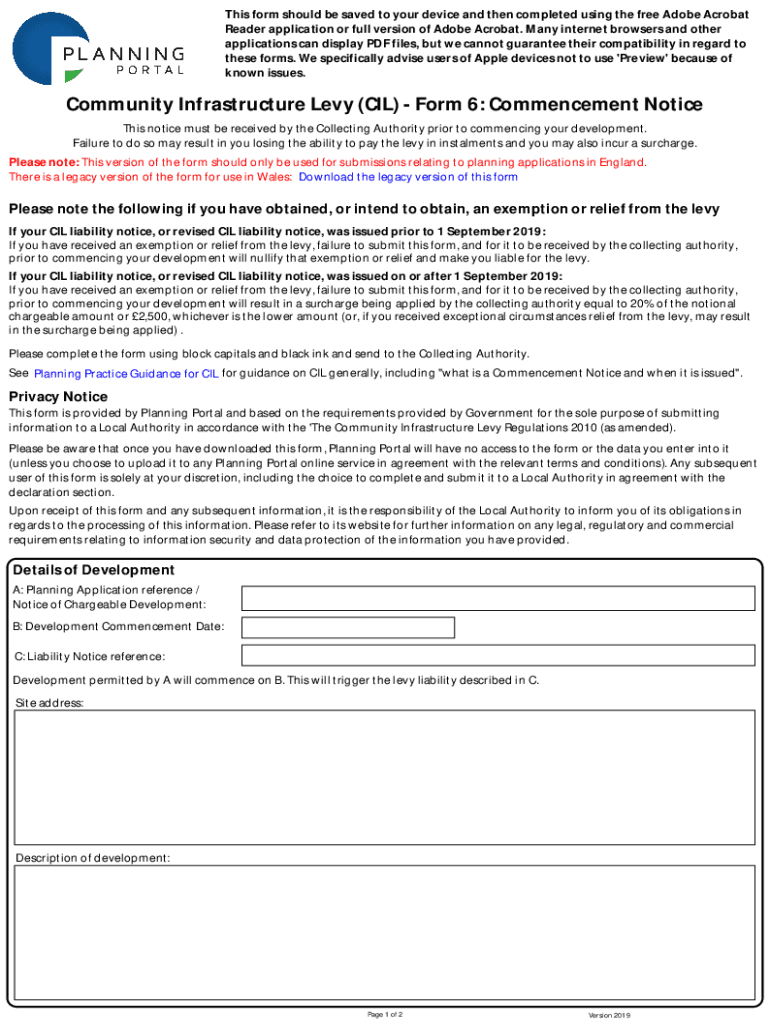 Fillable Online planningportal gov Community Infrastructure Levy (CIL ...