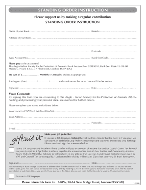 Fillable Online aispa org DONATIONS - STANDING ORDER FORM Fax Email Print - pdfFiller