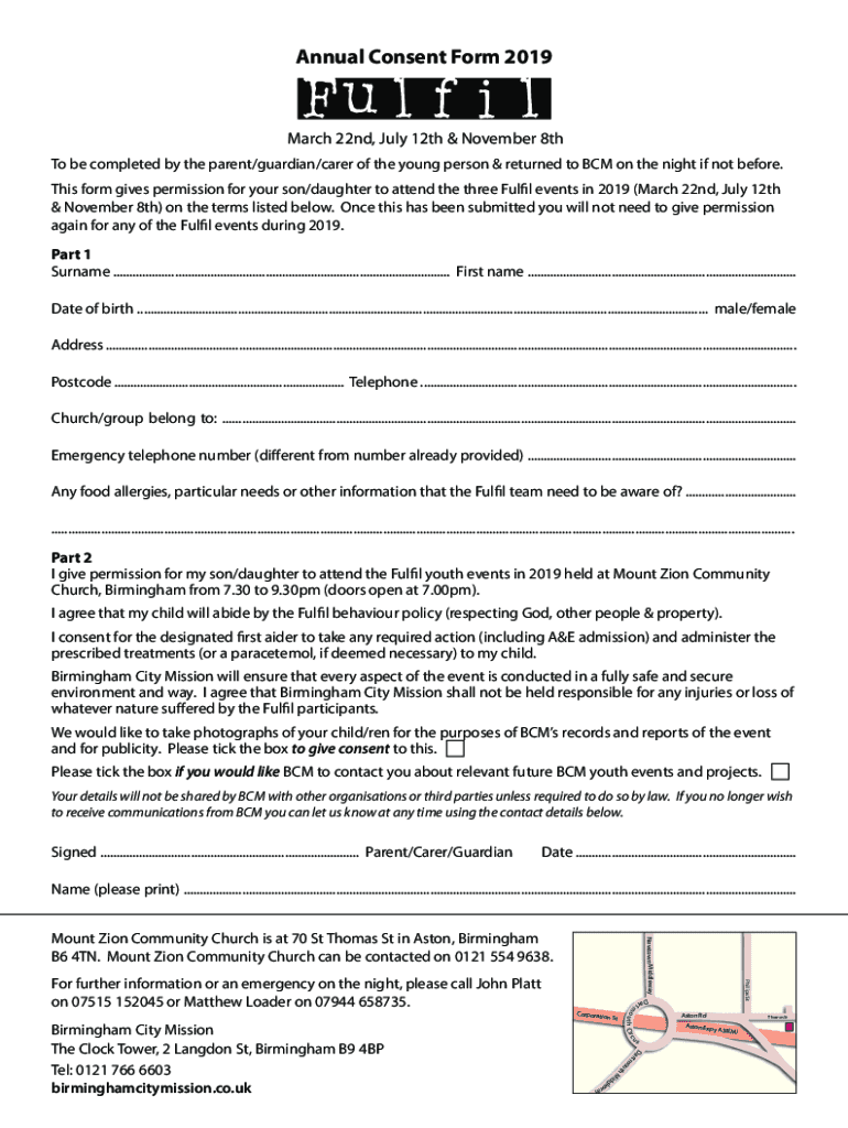 Fillable Online birminghamcitymission org Free Consent Form ...