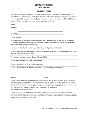 Fillable Online 171130 St Ippolyts Church Data Privacy Consent form ...