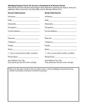 Fillable Online Couple Enquiry Form Fax Email Print - pdfFiller