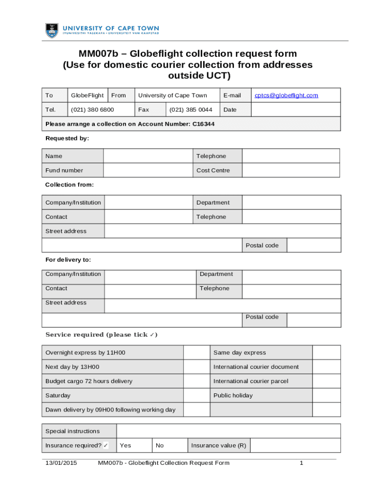 globeflight courier - s uct ac Doc Template | pdfFiller