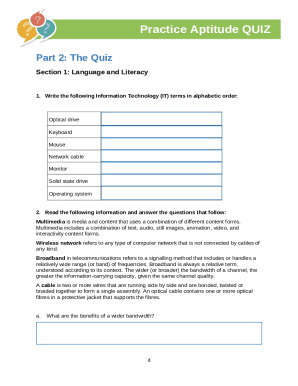 Fillable Online Part 1: About this Information Technology Quiz Fax ...