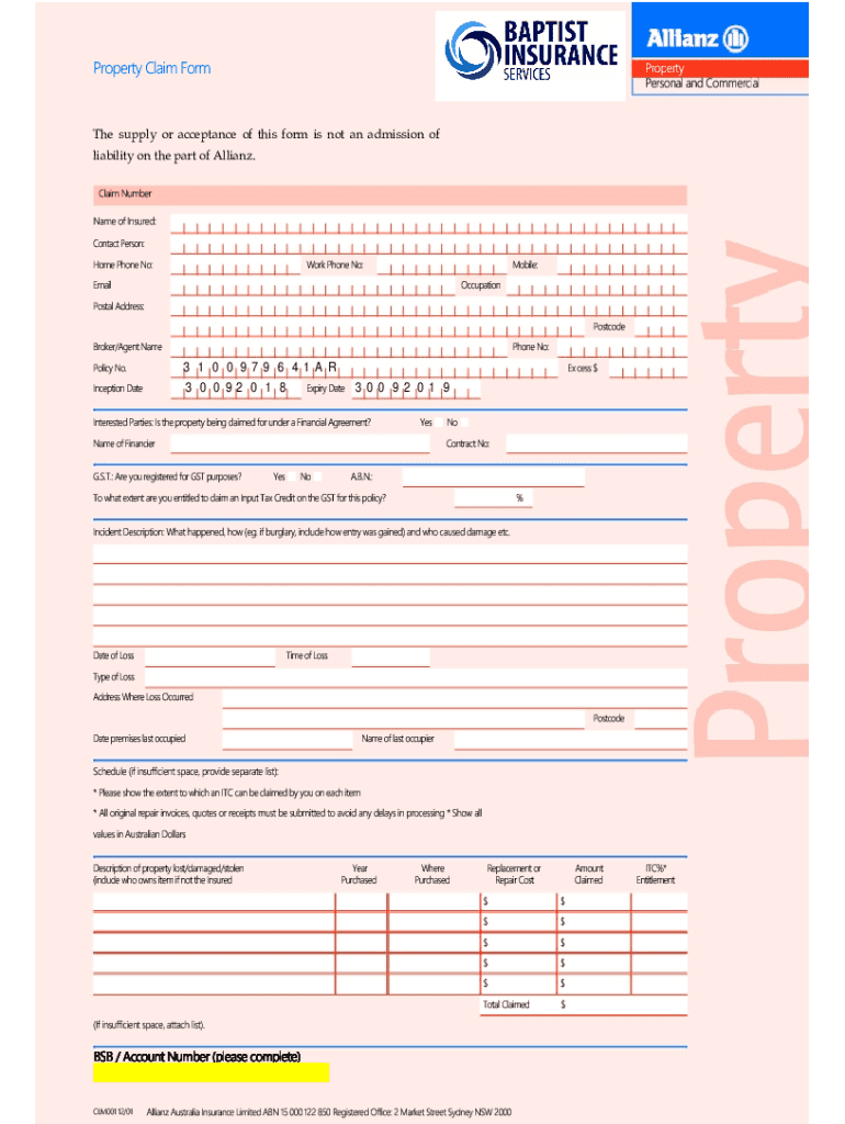 Fillable Online ISR Claim Form 2018 Fax Email Print - pdfFiller