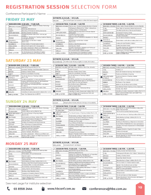 Fillable Online REGISTRATION SESSION SELECTION FORM Fax Email Print - pdfFiller