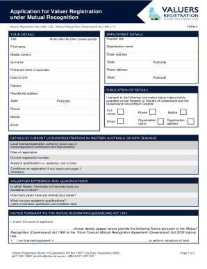 Fillable Online Application for Valuer Registration under ... - vrbq ...